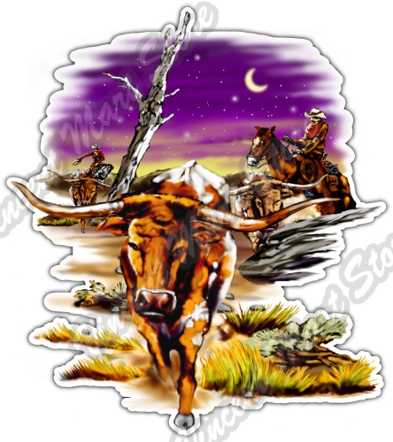 Longhorns Longhorn Bull Cowboy Cow Western Car Bumper Vinyl Sticker ...