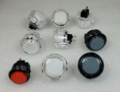 Japan Sanwa Clear Buttons 9 pcs Clear Mix Color OBSC-30 & Start Video ...