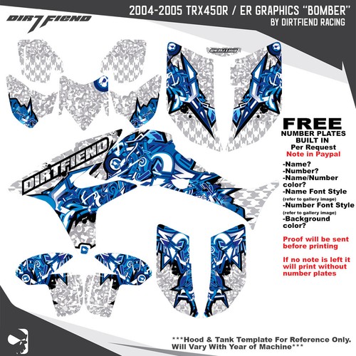 TRX450R Graphics 04-05 DFR Bomber White Blue Full Wrap Honda TRX 450R ...