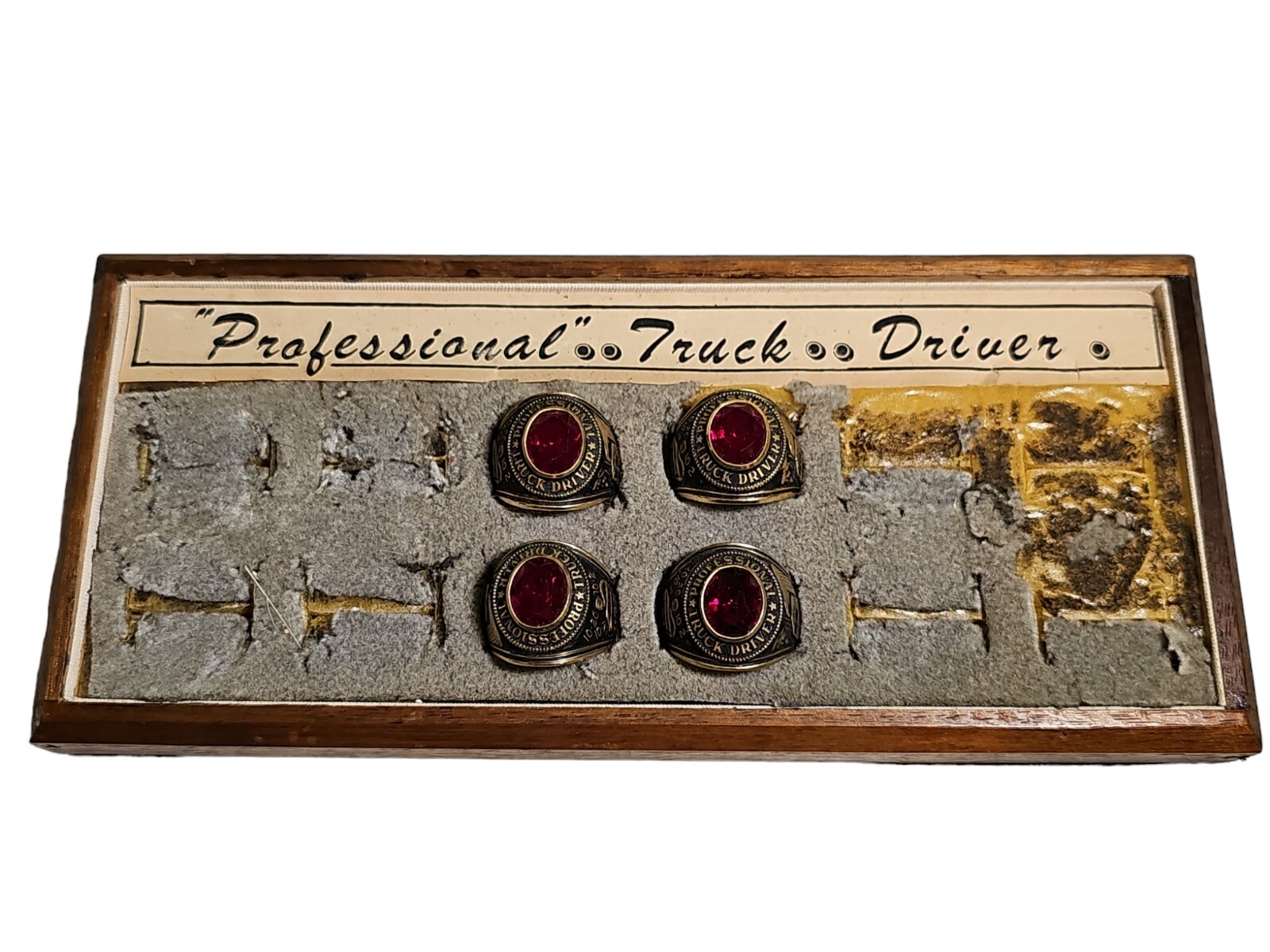 Vintage Professional Truck Driver Rings Mens Lot 4 Original Holder 9,9 ...