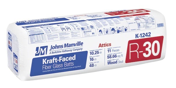Johns Manville R-30 Attic 58.66-sq ft Kraft Faced Fiberglass Batt ...
