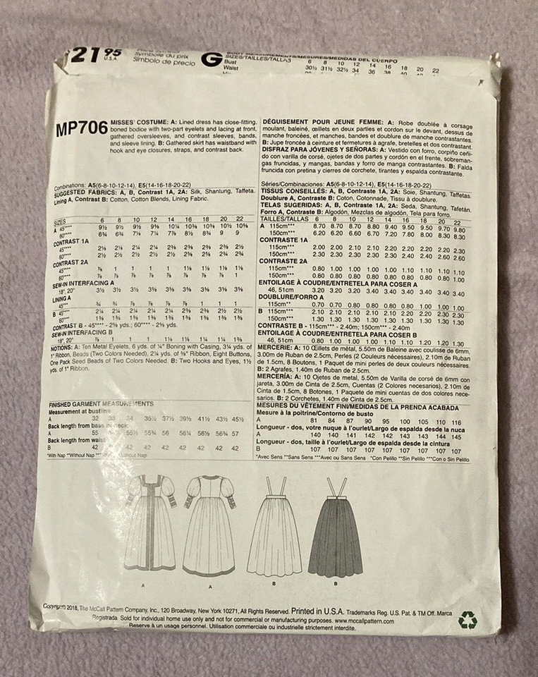 Ren Costume Patterns S9090 Tudor S8720 Hocus Pocus Peasant MP706 L-Plus Uncut | eBay