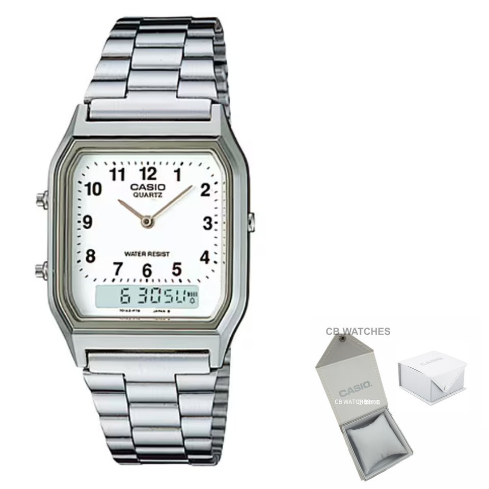 Casio New AQ-230A-7B Retro Digital Analog Alarm Mens Watch AQ230 | eBay