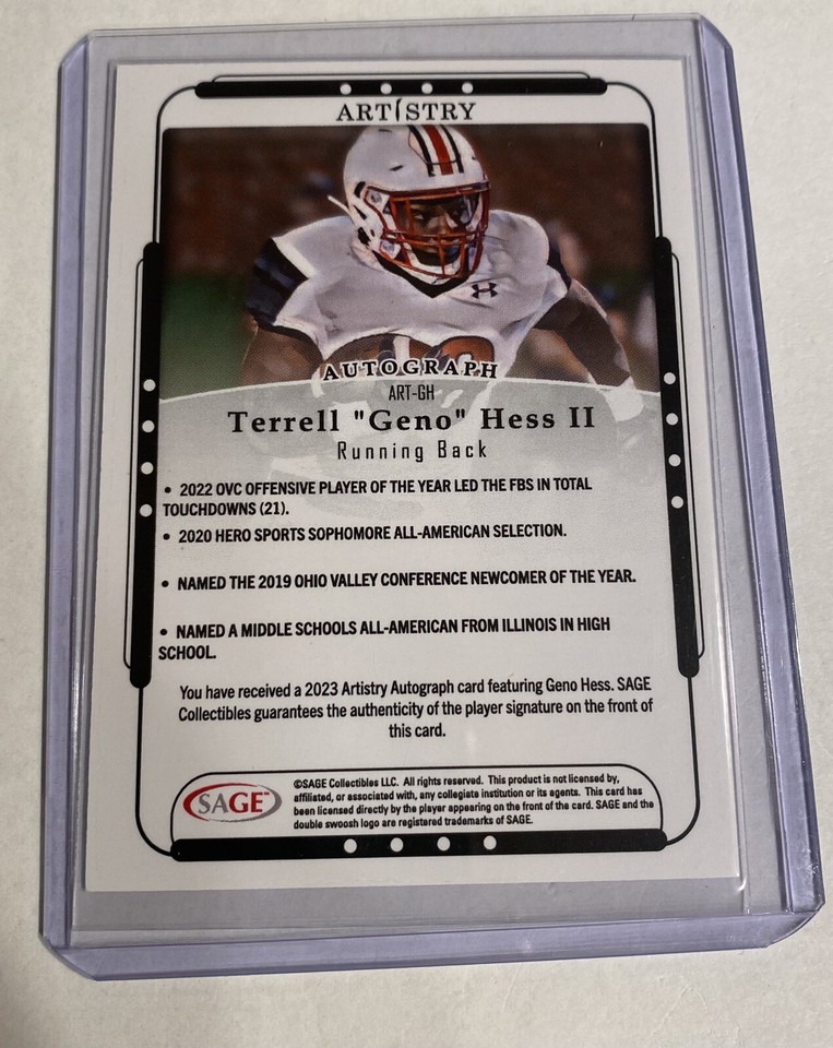 2023 Artistry #ART-GHTerrell "Geno" Hess II Autograph Rookie RC | eBay