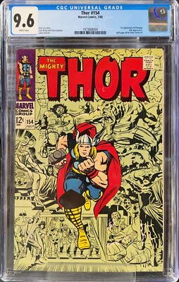 THOR #154 (1968) CGC 9.6 WHITE PAGES - KEY 1st Mangog, Classic Kirby ...