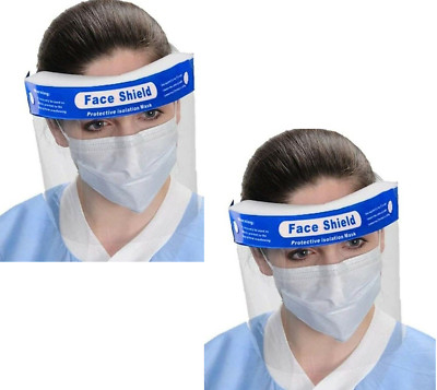2 Pack Safety Full Face Shield Reusable Washable Protection Cover Face ...