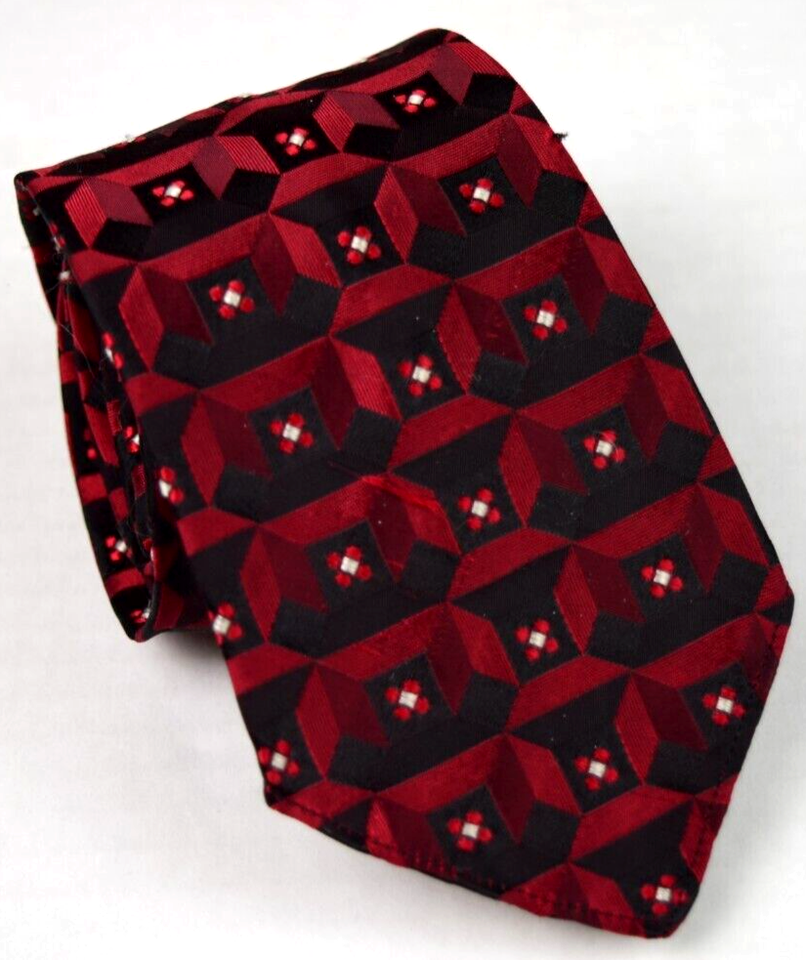 Neck Tie VTG 40s 50s Lloyd Mod Red Black Ivory Checkered Jacquard Tie ...
