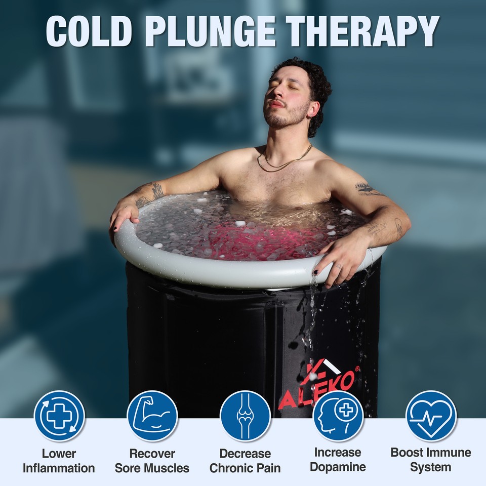 ALEKO Square Inflatable 6 Prs Hot Tub Spa and Round 1 Prs Cold Ice ...
