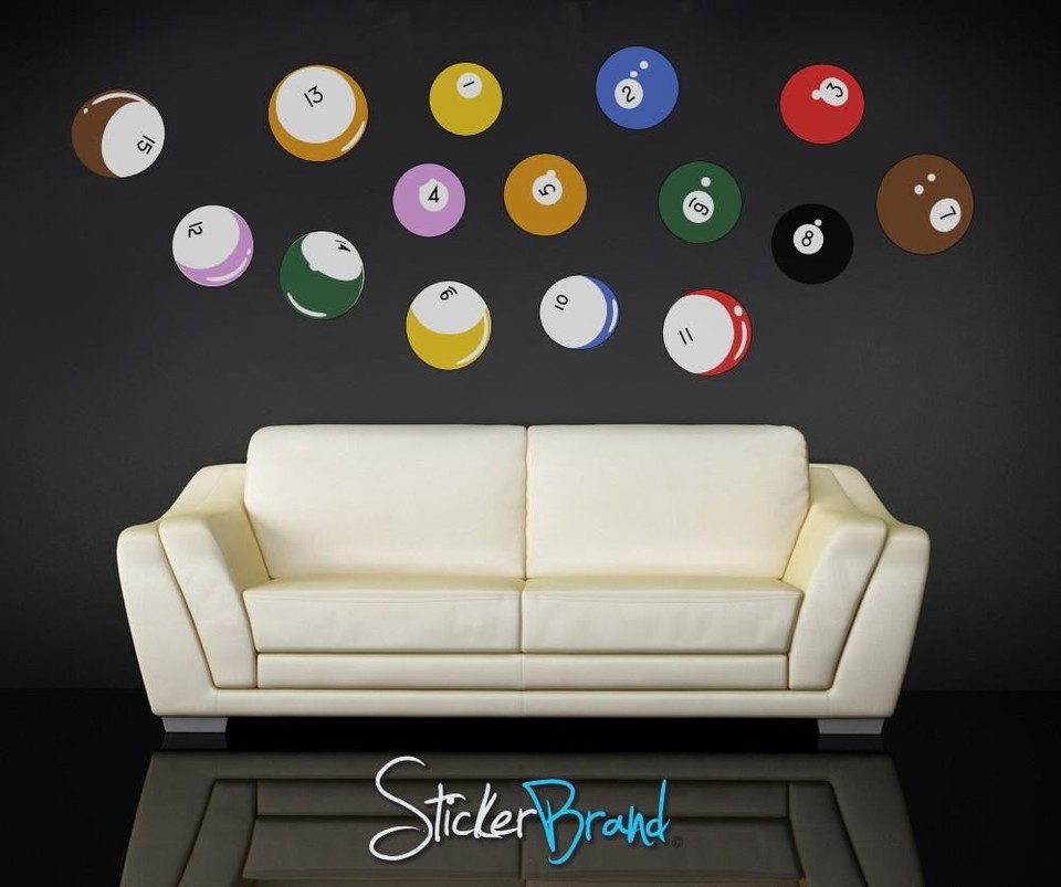Billiard Pool Balls Graphic Wall Decal Sticker. Game Room Wall Art. #OS ...