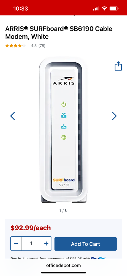 ARRIS SURFboard SB6190 DOCSIS 3.1 1 Gbps Cable Modem | eBay