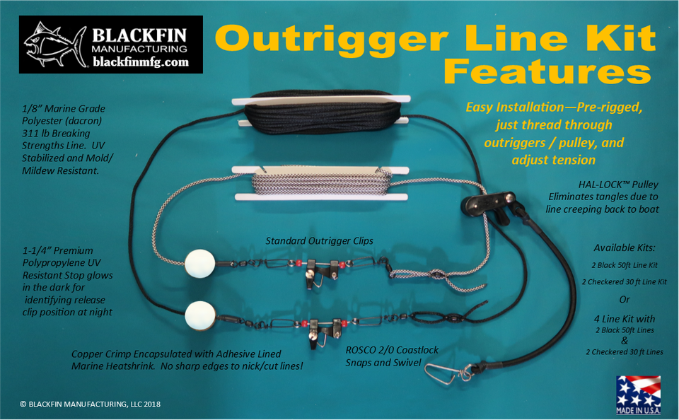 Outrigger Rigging Kit - 2 Line Set 50 Ft Lines+ Hal-Lock Locking ...