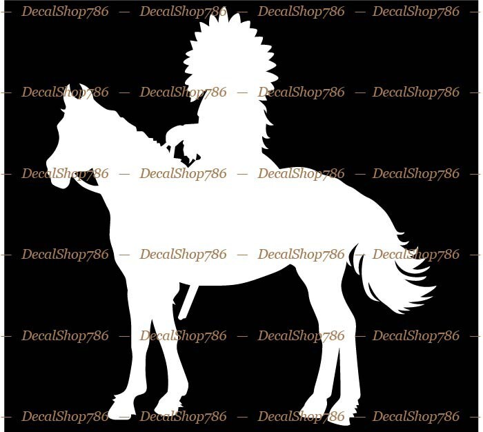 Native American Indian Warrior on Horse - Car Vinyl Die-Cut Peel N ...