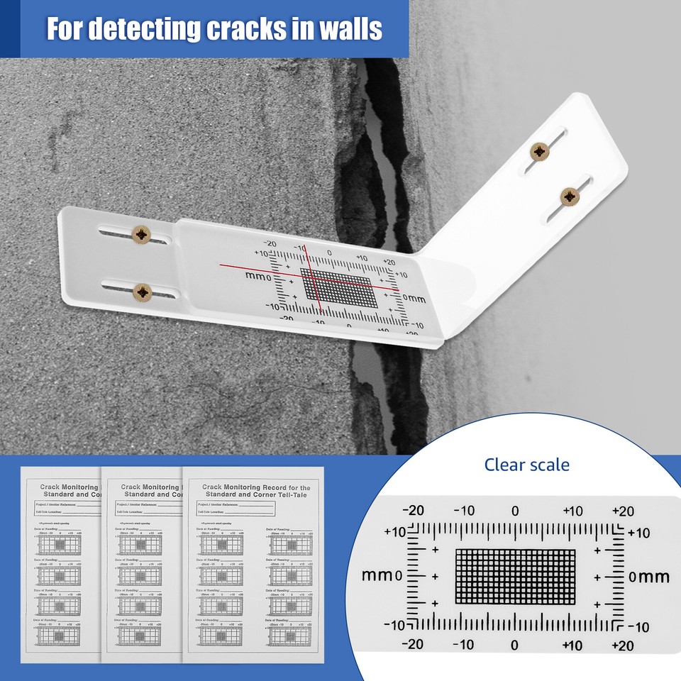 3Pcs Crack Monitor Acrylic Crack Gauge Monitor Accurate Crack ...