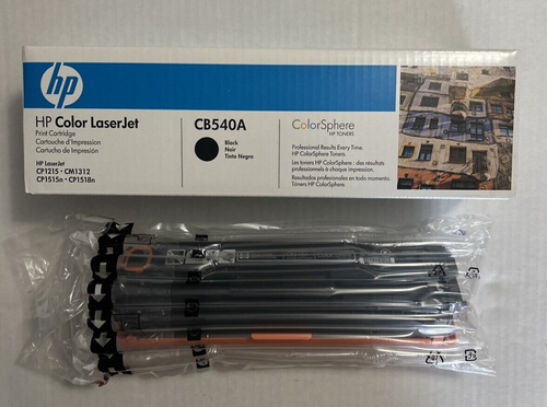 Genuine HP CB540A Black Toner TWO Toner Cartridges OEM NEW SEALED | eBay