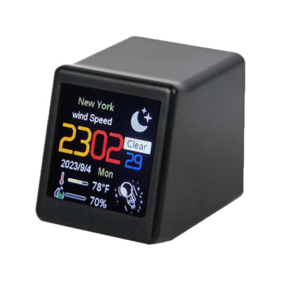 WiFi Clock Desktop Digital Weather Clock Smart Weather Station (Black ...