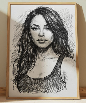 AALIYAH DRAWING PRINT PORTRAIT SKETCH 8" x 10" AALIYAH WALL ART HOME ...