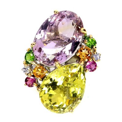 925 Sterling Silver Ring Pear Lemon Quartz 35 Ct Ametrine Handmade ...