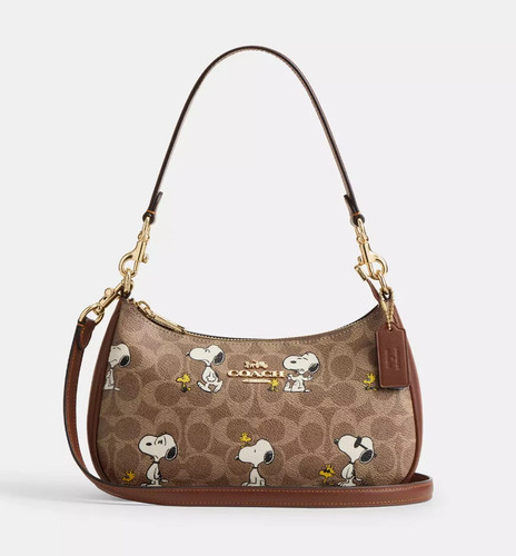 COACH x PEANUTS 2025 Teri Shoulder Bag Signature Canvas Snoopy Print ...