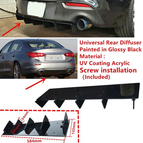 23x5" Universal Rear Diffuser Shark 5 Fin Kits For 2014-2017 Infiniti ...