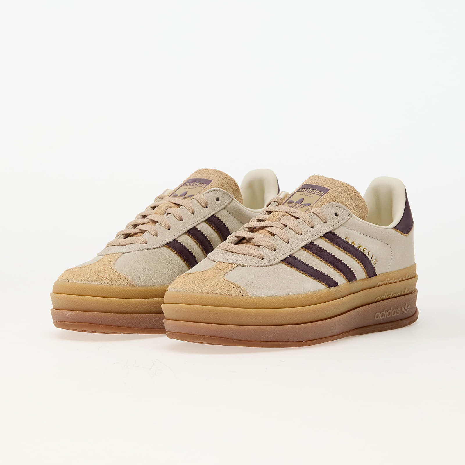 W Adidas Originals Gazelle Bold Cream White Maroon JQ5127 Casual Shoes ...