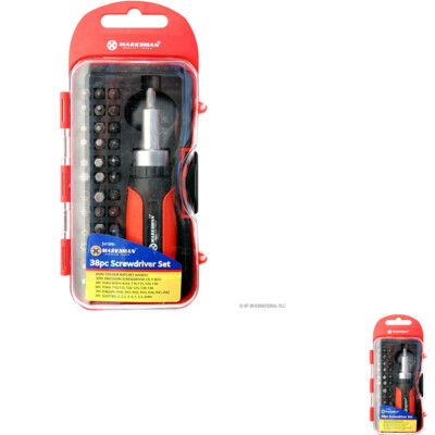38PC BIT SCREWDRIVER SET IN CASE TORQUE RATCHET SCREWDRIVER GARAGE TOOL ...