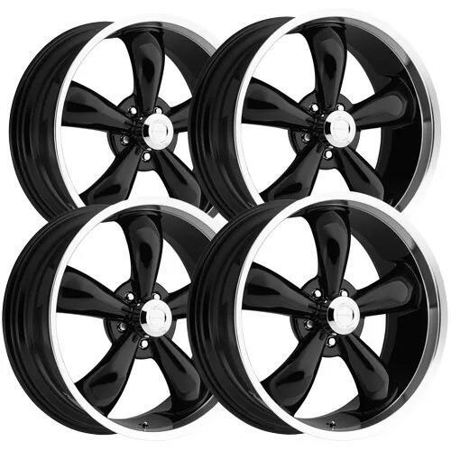 (Set-4) Vision 142 Legend 18x8.5 5x115 10mm Black machined Wheels Rims ...