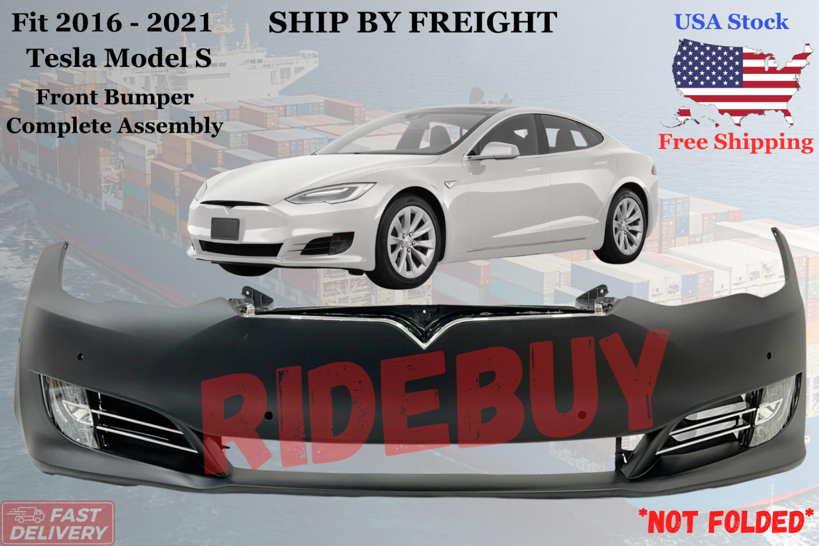 2016-2021 Tesla Model S Front Bumper Complete Assembly w/fog ...