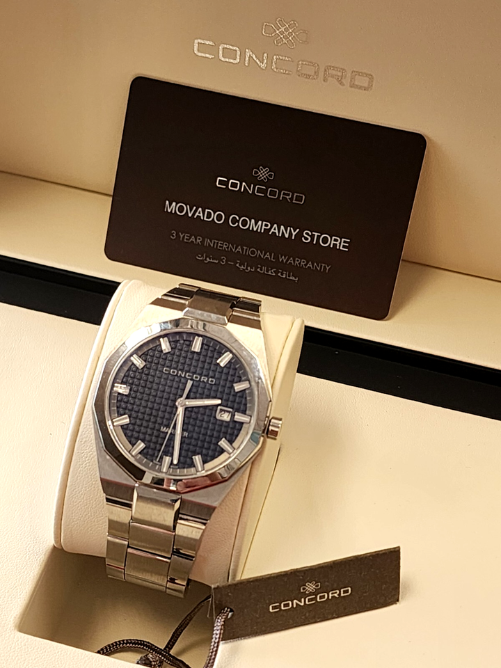 CONCORD MARINER 41MM BLACK DIAL DATE STAINLESS STEEL MENS WATCH | eBay