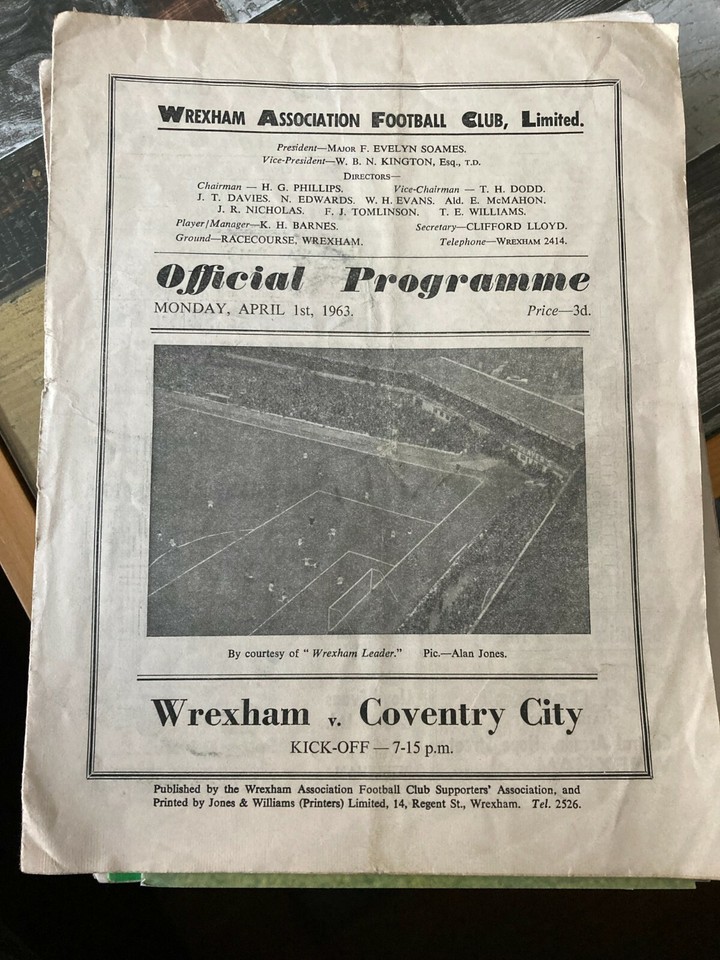 Wrexham HOME & AWAY programmes 1960s 1970s 1980s 90s League & Cup ...