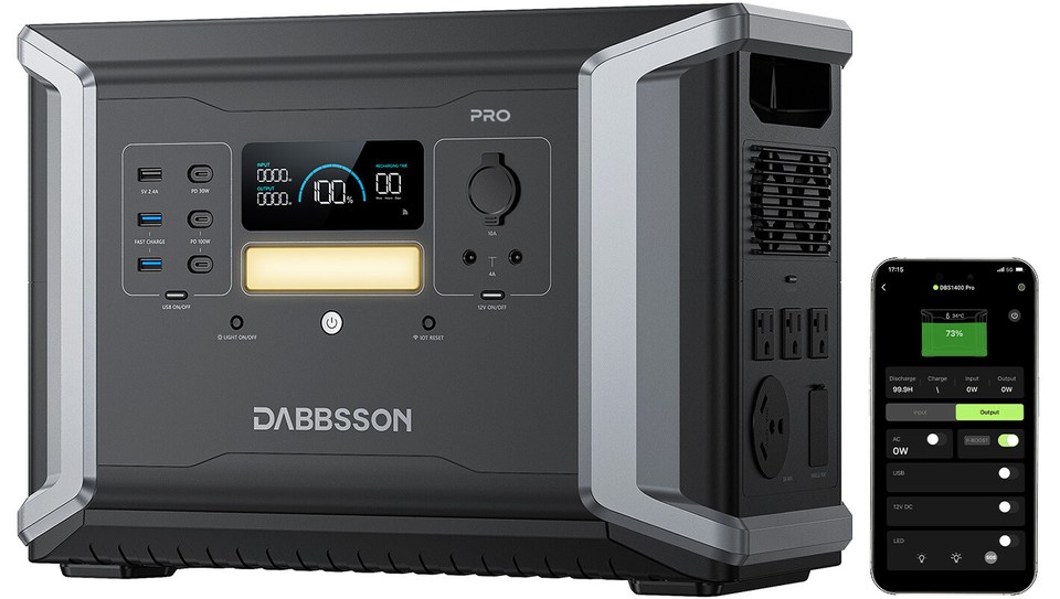 Dabbsson 1382Wh Power Station 2400W Solar Generator w/210W Solar Panel ...