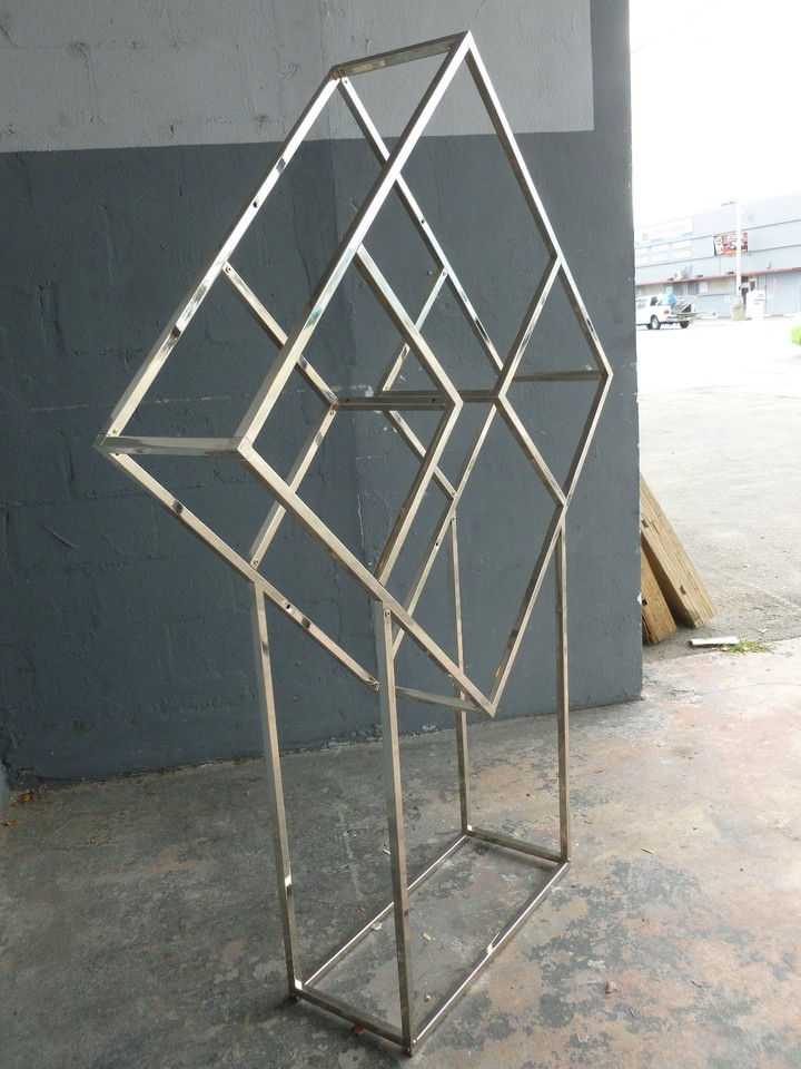 FAB 1970'S DIA SCULPTURAL CHROME CUBED GEOMETRIC ETAGERE | eBay