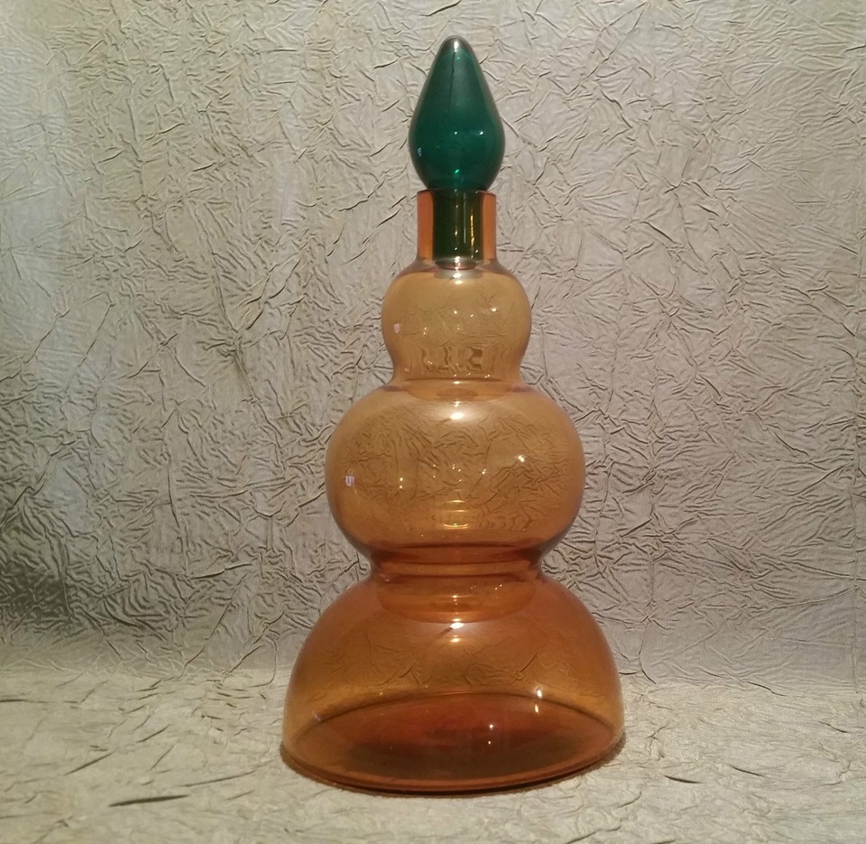 SIGNED Salviati murano art glass decanter seguso amber vtg barware ...
