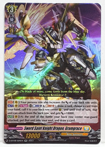Cardfight Vanguard Sword Saint Knight Dragon, Gramgrace D-BT08/026EN RR ...