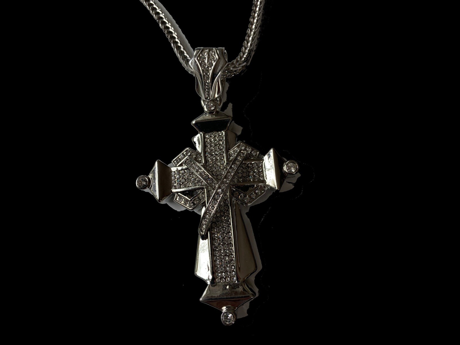 Bone Thugs and Harmony Silver Super ICEY Cross Pendant 3.5" & chain | eBay
