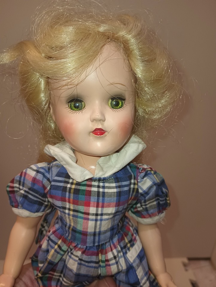 Vintage IDEAL Toni Doll 14" 90 W Walker Long Blonde Hair Green Eyes | eBay