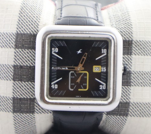 Casual Fastrack Men Sub-Second Black Dial with Date Square Case Quartz ...