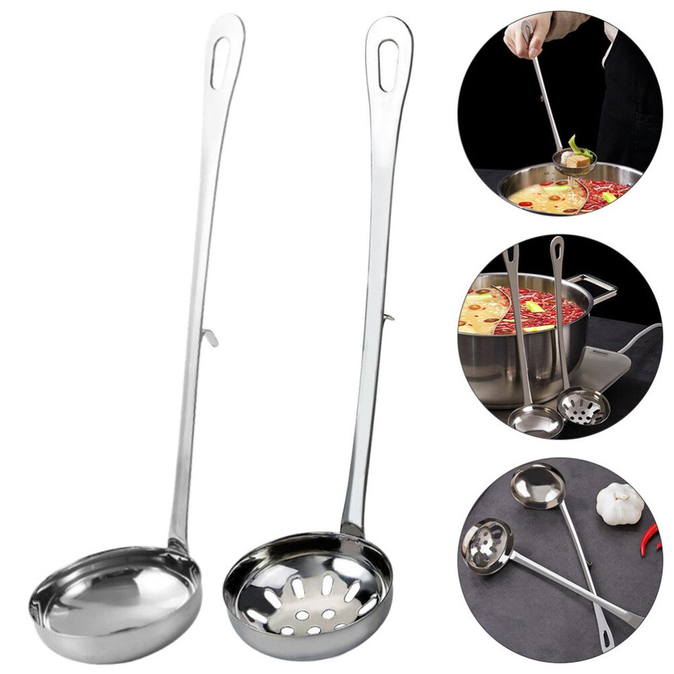 Cooking Ladle Set Stainless Steel Hot Pot Spoon Strainer Kitchen | eBay