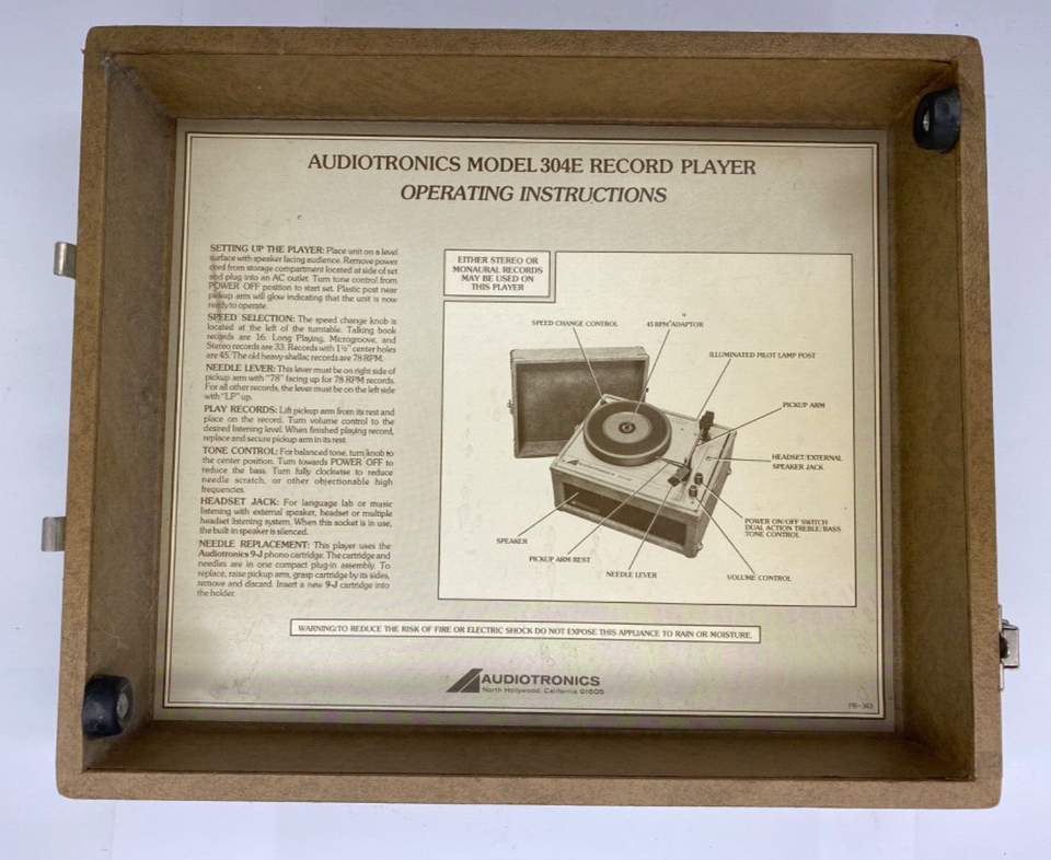 Vintage Audiotronics 304E Record Player Turntable Bi-Directional Sound ...