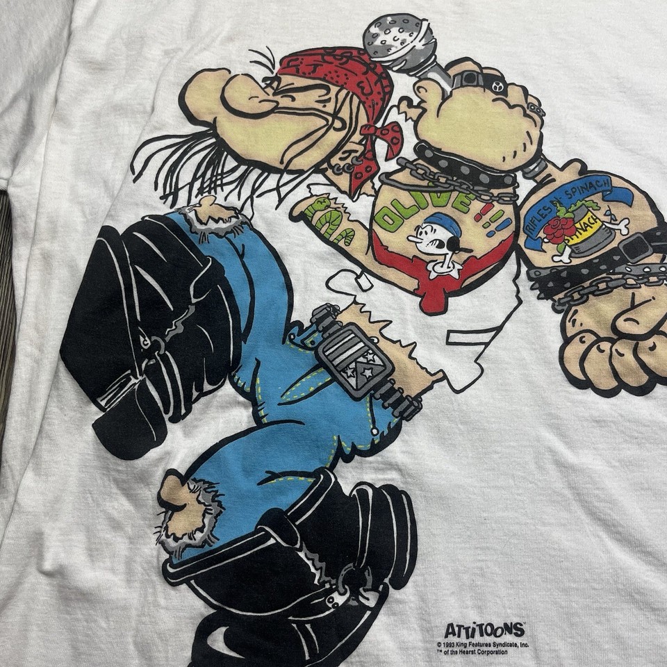 vintage 90s POPEYE THE SAILOR MAN GUNS N ROSES TATTOO ROCK XL Single ...