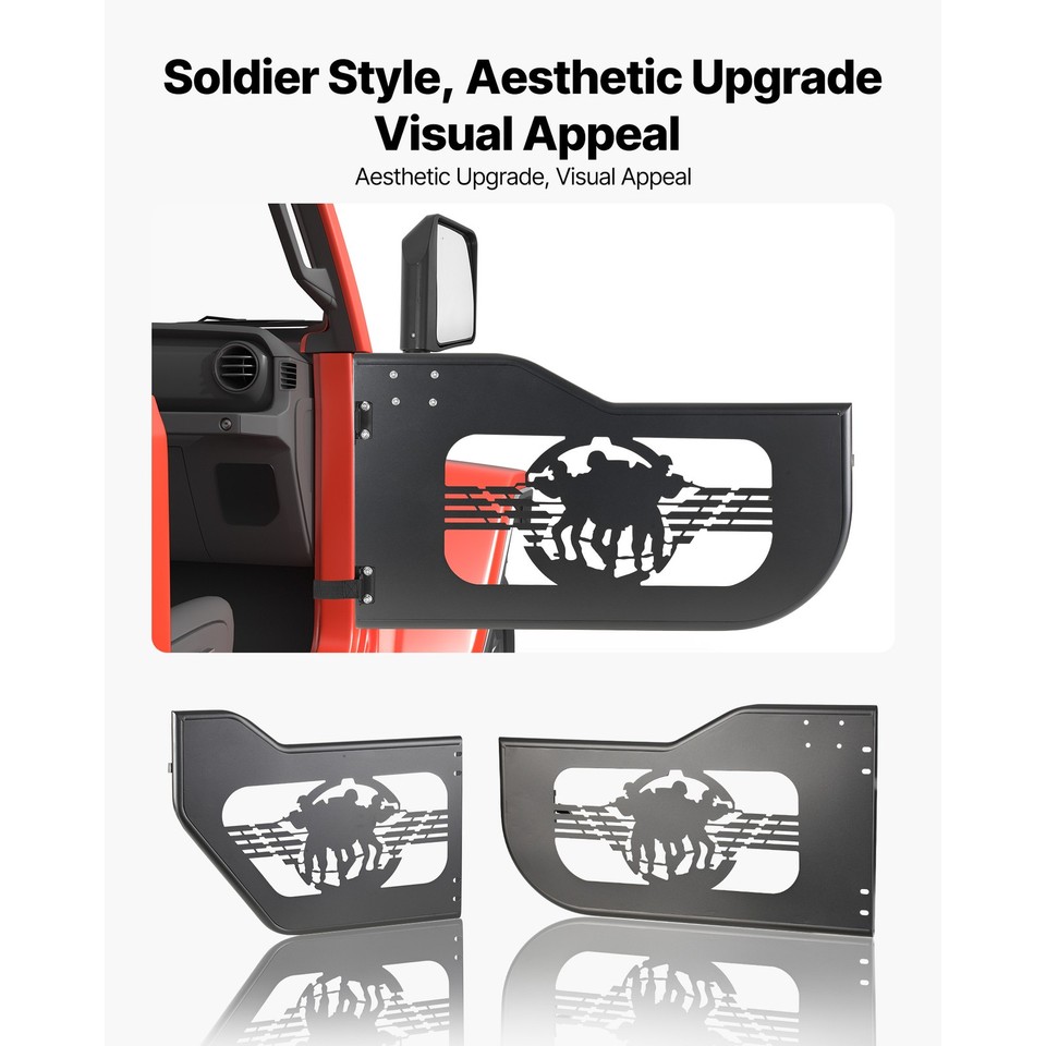 4 Door Half Tube Tubular Doors W/Side View Mirror for 2018-2026 ...