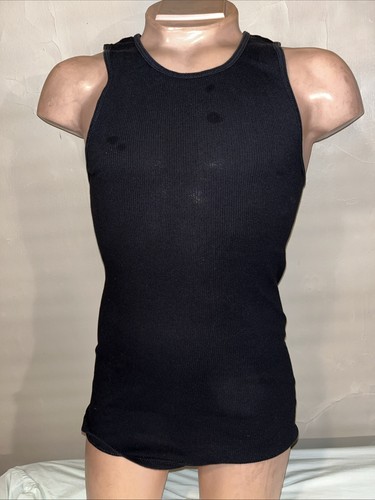 George Sleeveless Knit Muscle T-Shirt L 42-44 Men Large Black Beater ...