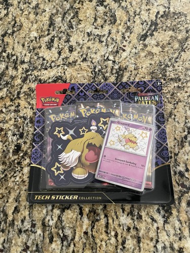 Pokemon TCG Paldean Fates Tech Sticker Collection Shiny Greavard 3 Pack ...