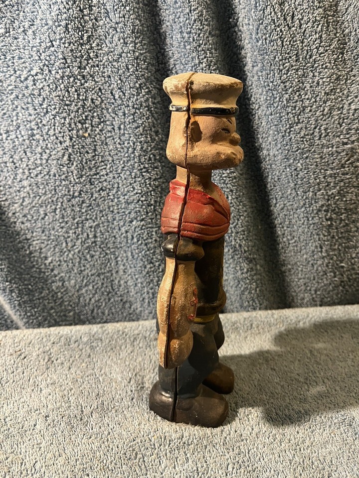 Vintage Popeye The Sailor Man Hand-Painted Cast Iron Still Bank Figure ...