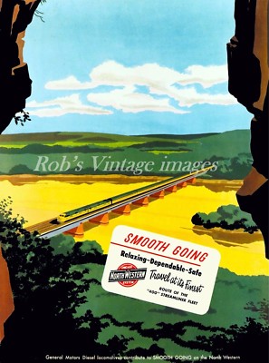 Chicago Northwestern CNW Railroad 400 EMD passenger train Advertising ...