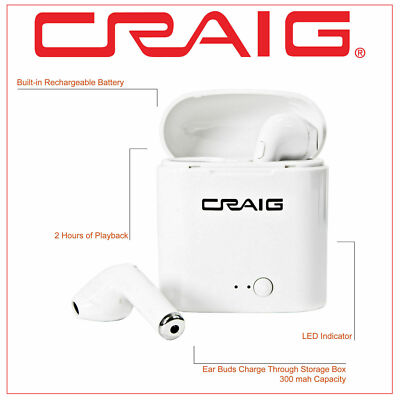 Craig Mini Wireless Earphones with Bluetooth Technology CBH568 White ...