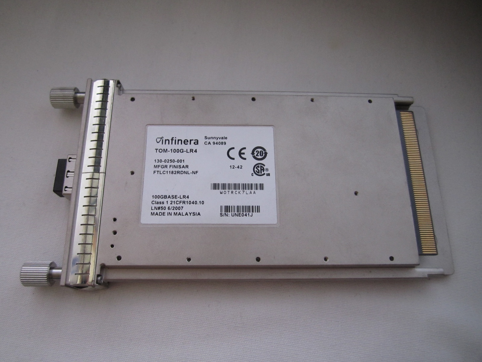 INFINERA TOM-100G-LR4 FTLC1182RDNL-NF 100G Ethernet WOTRCK7LAA | eBay