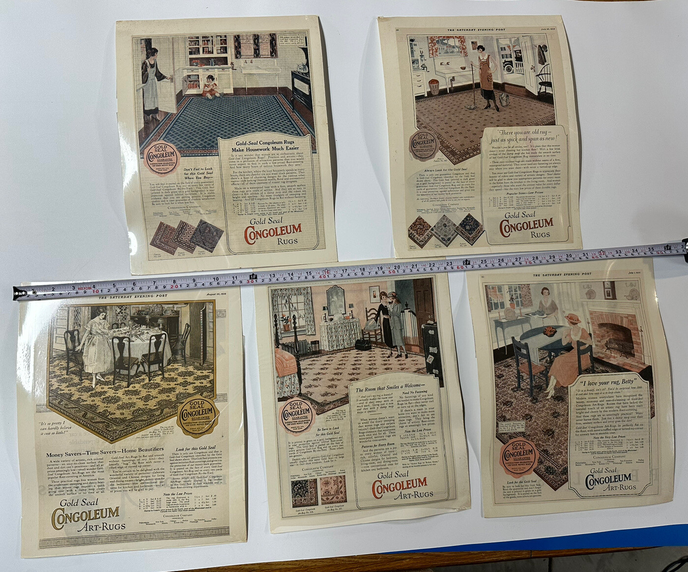 Vintage Lot Of 5 Gold Seal Congoleum Rugs Ads | eBay