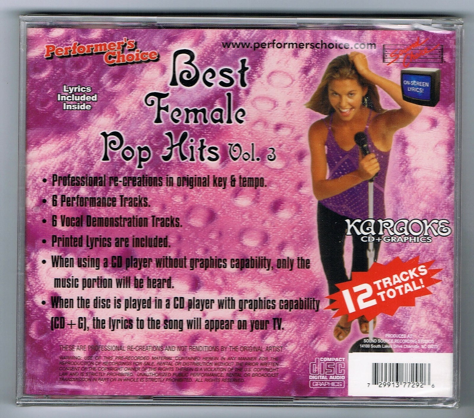 SOUND CHOICE PERFORMER'S CHOICE KARAOKE SC-7729 FEMALE POP HITS FACTORY ...