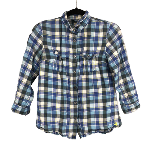 Relwen Korea Mens Blue Plaid Button Up Cotton Long Sleeve Shirt Small S ...