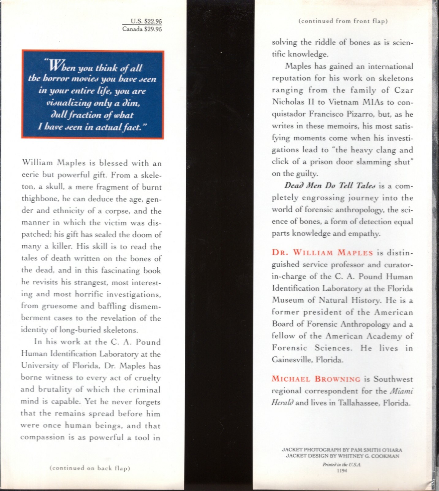 DEAD MEN DO TELL TALES by William Maples-True Cases of Forensic ...